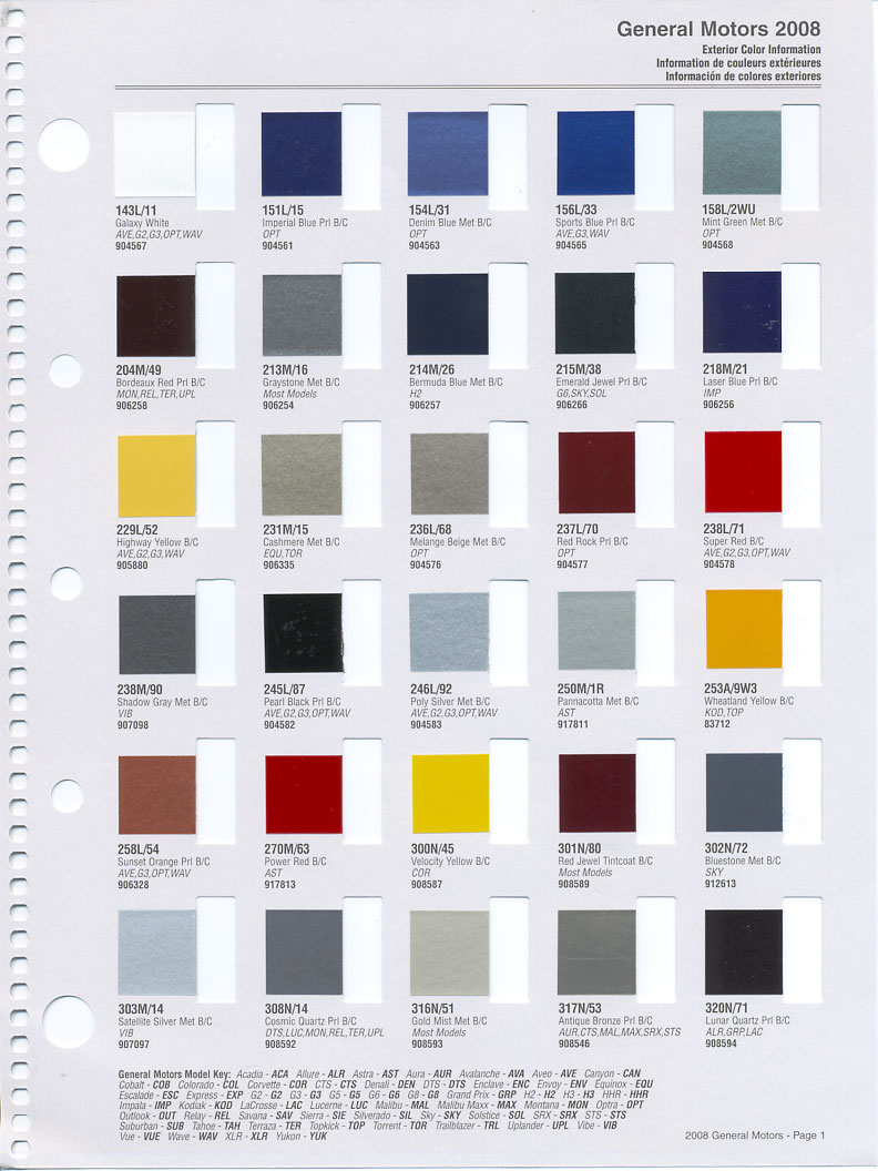 Color Chip Selection Color Chip Selection