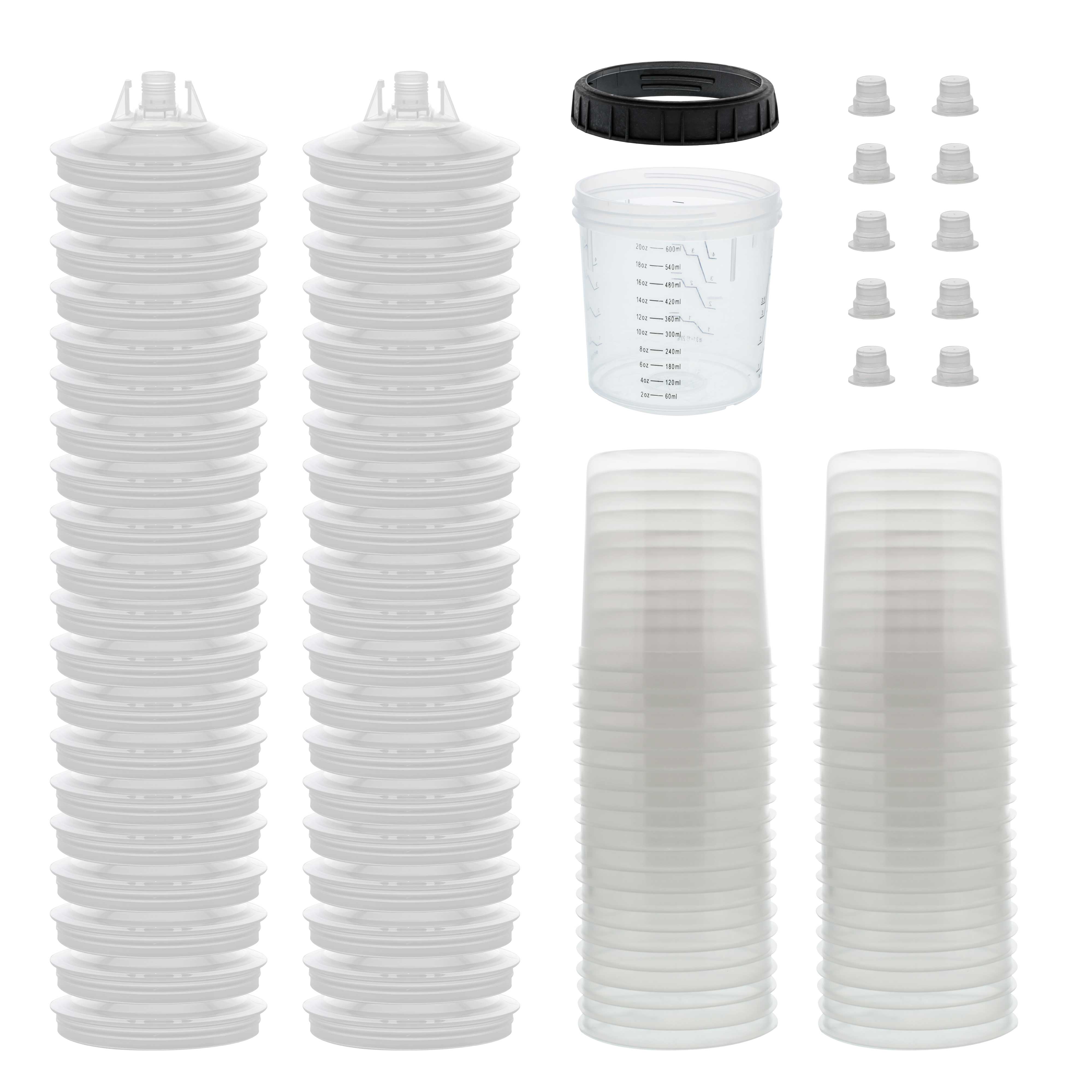 MPS Disposable Paint Spray Gun Cup Liners and Lid System, 20 Ounce Kit ...